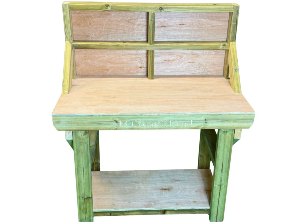 Wooden Workbench with Hardwood Ply Top & Backboard